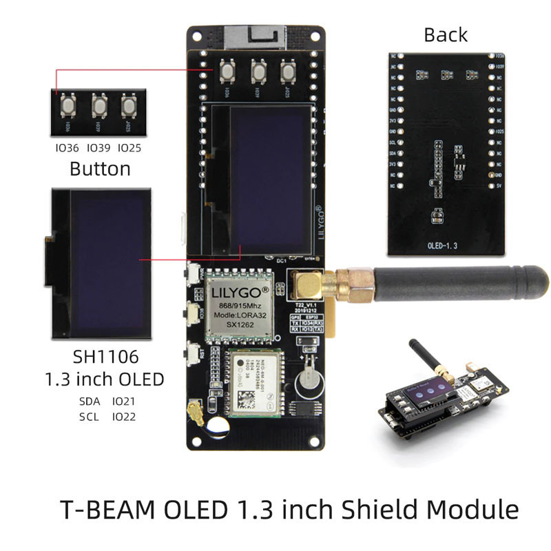 T-Beam1.3 Inch OLED SH1106 Display Shield module
